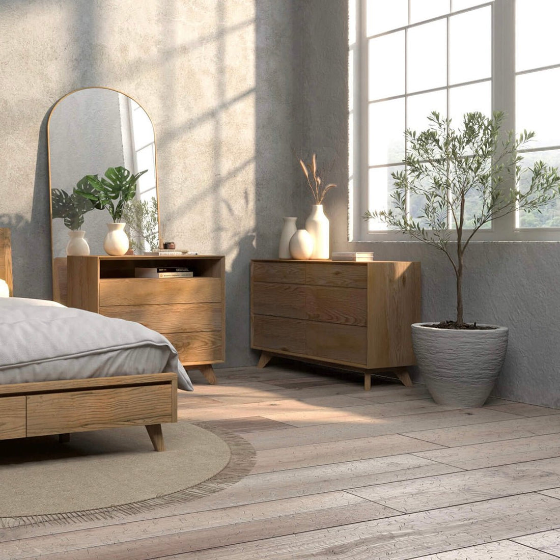 Jenny Mid-Century Modern White Oak Bedroom Dresser | Mim Concept