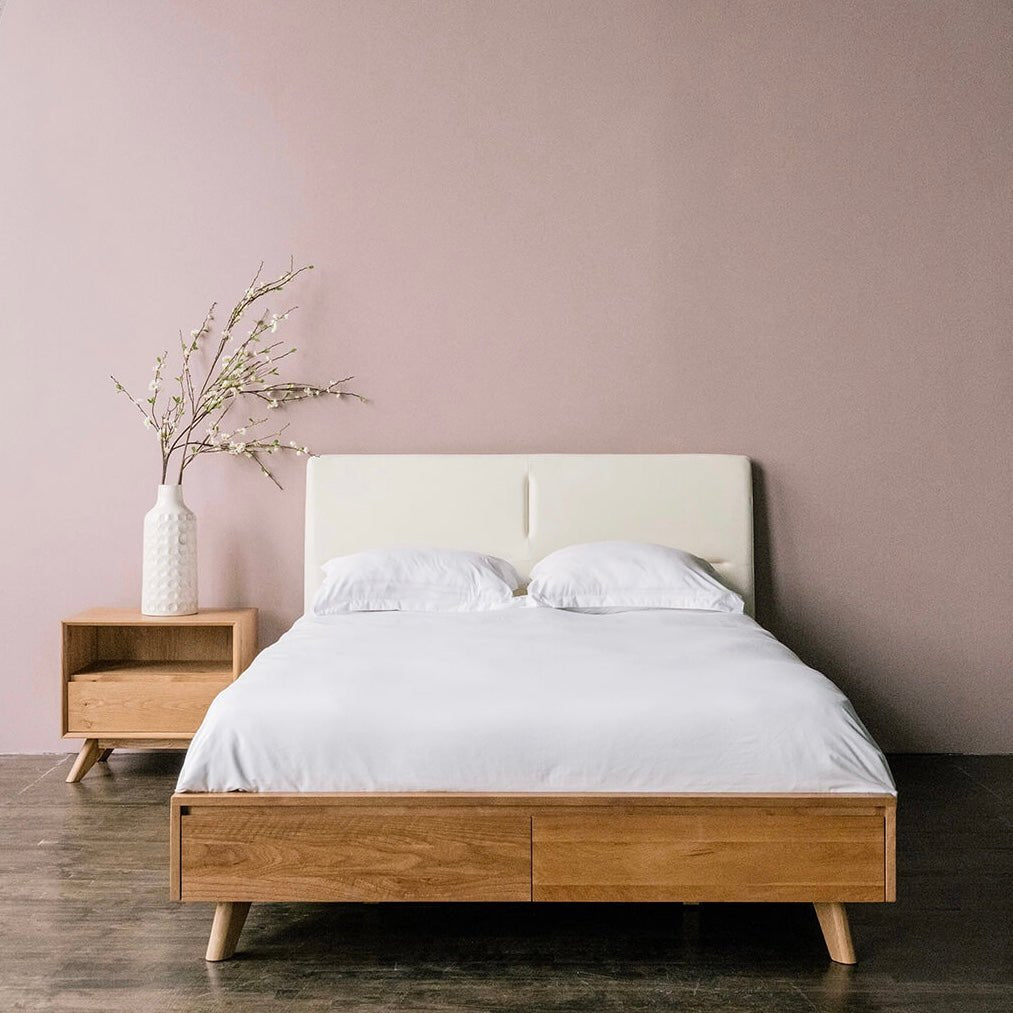 White Oak Queen Size Storage Bedin Montreal, Vancouver – Mim Concept