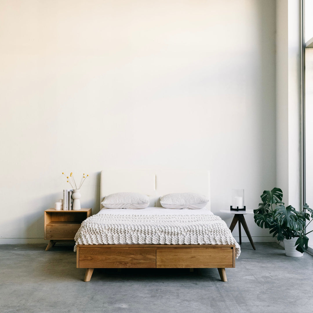 White Oak Queen Size Storage Bedin Montreal, Vancouver – Mim Concept